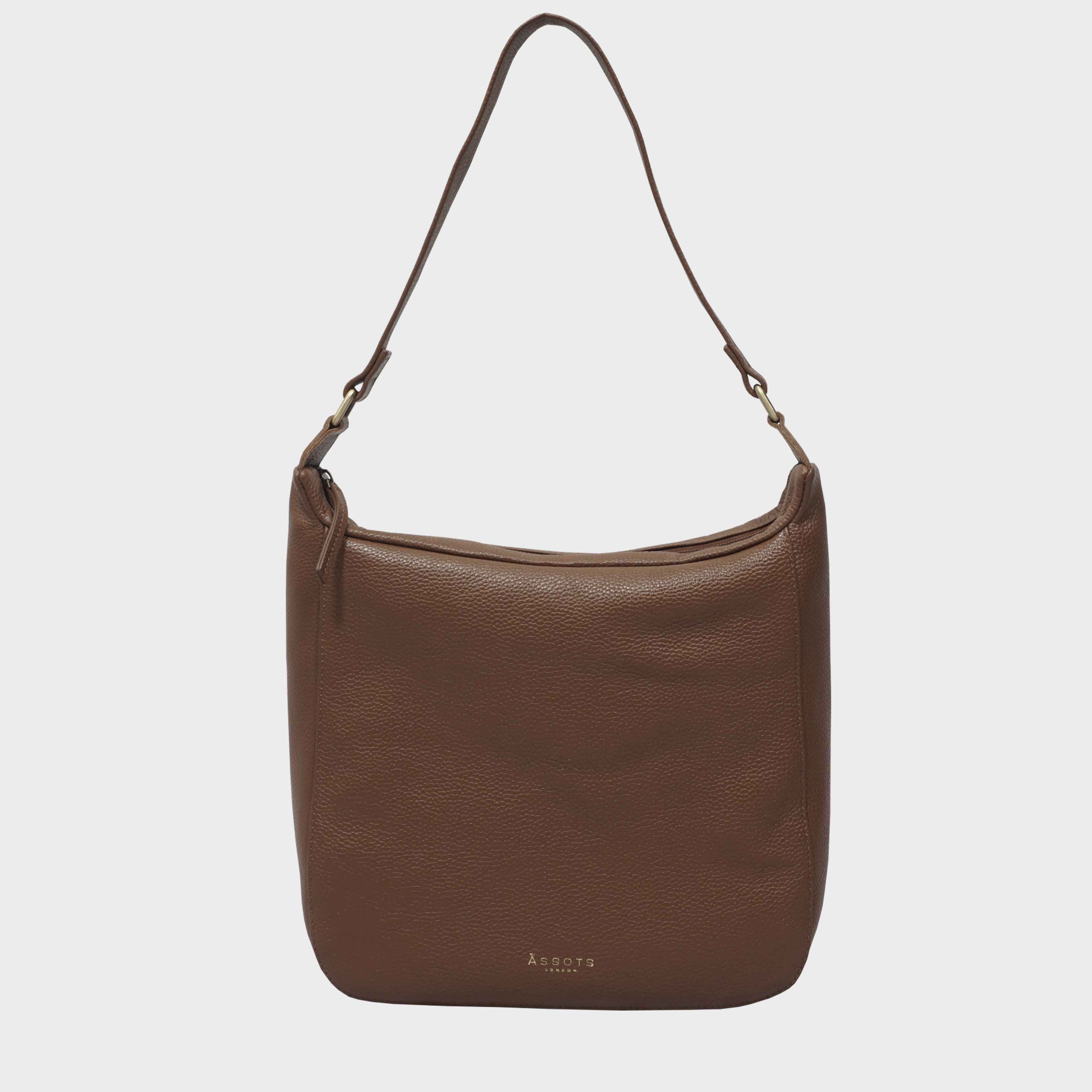 'BIANCA' Tan Pebble Grain Real Leather Slouchy Hobo Bag for Women ...
