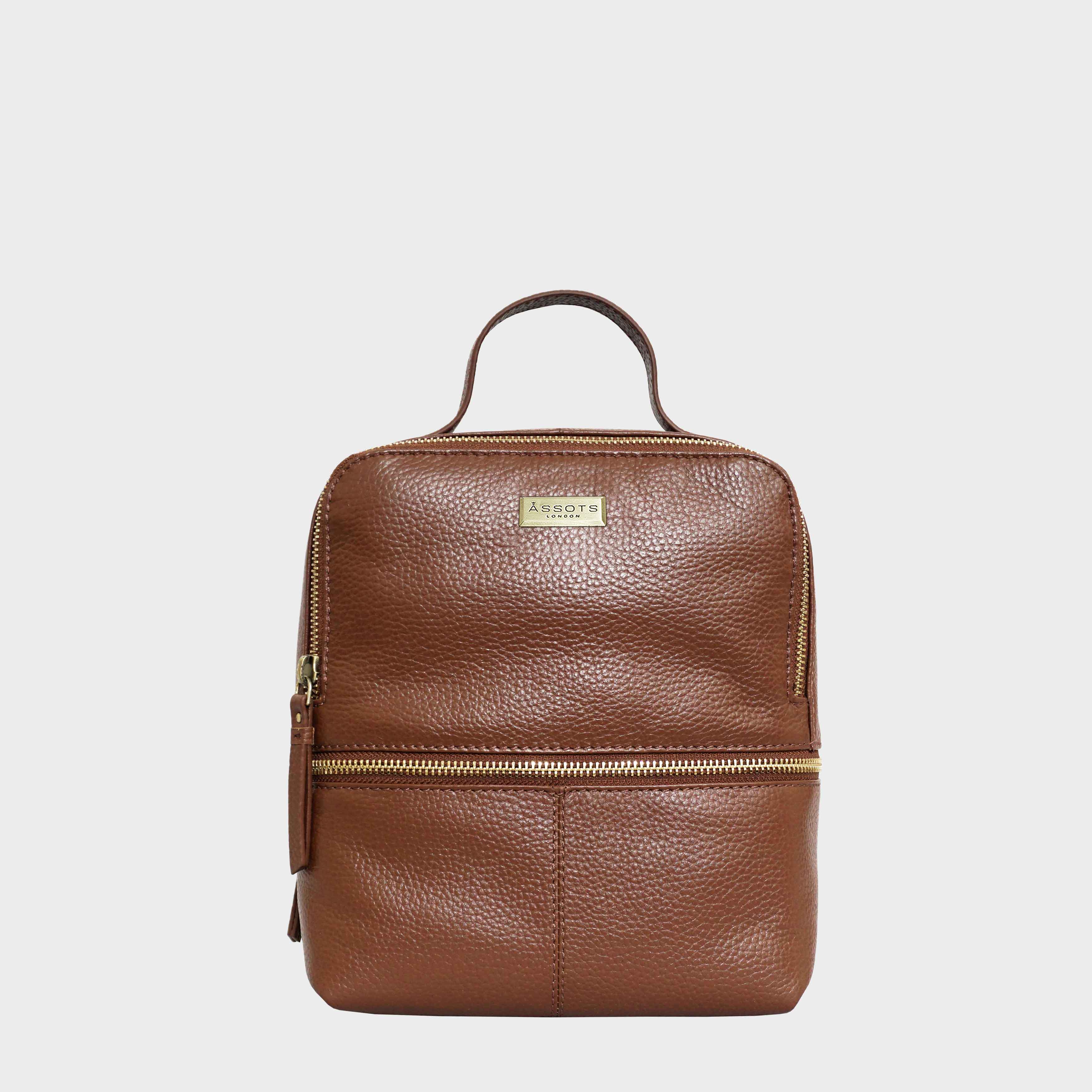 'ELLA' Tan Mini Soft Real Leather Backpack for Women – Assots London