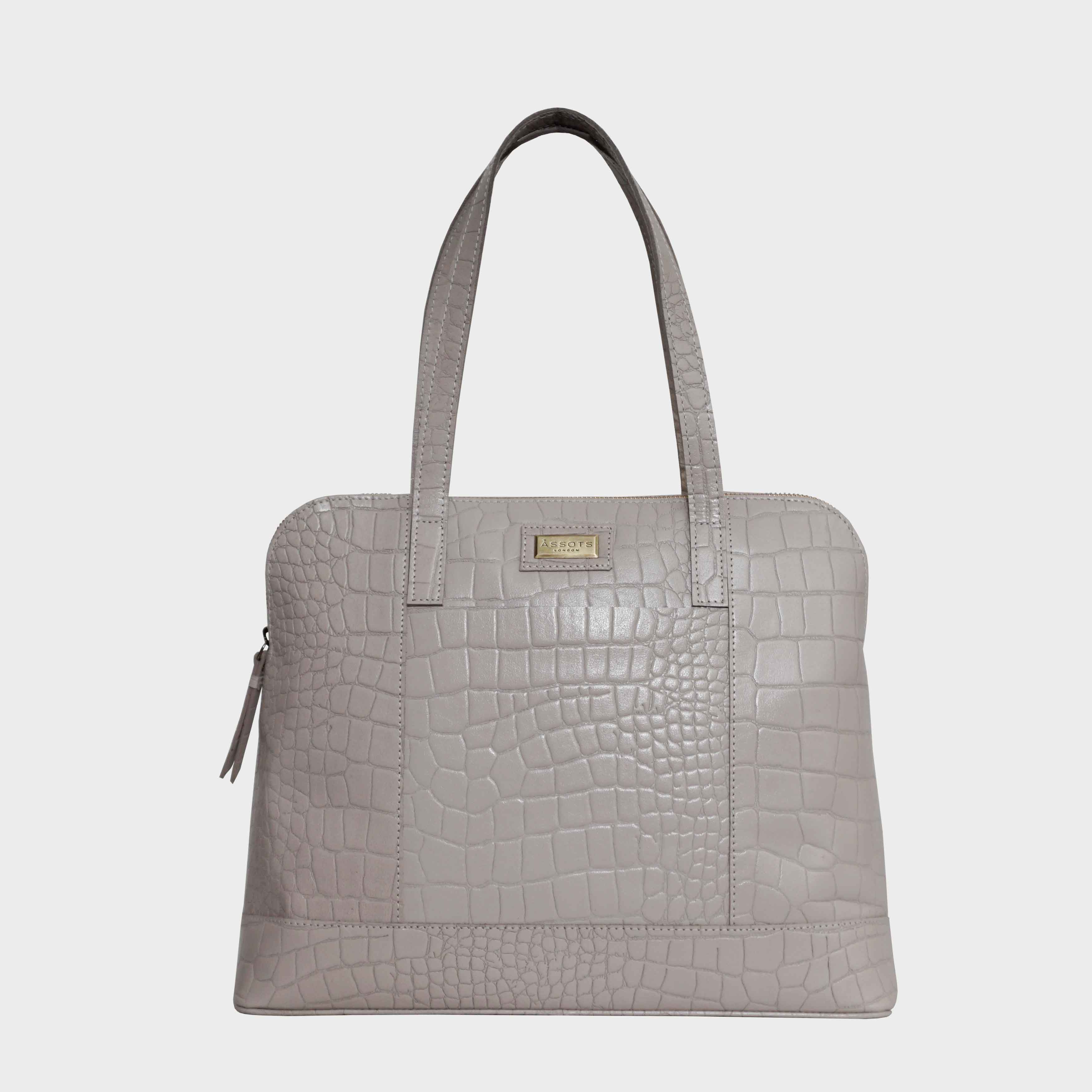 Womens Ice Grey Lightweight Real Leather Unlined Tote Bag UK | Eva ...