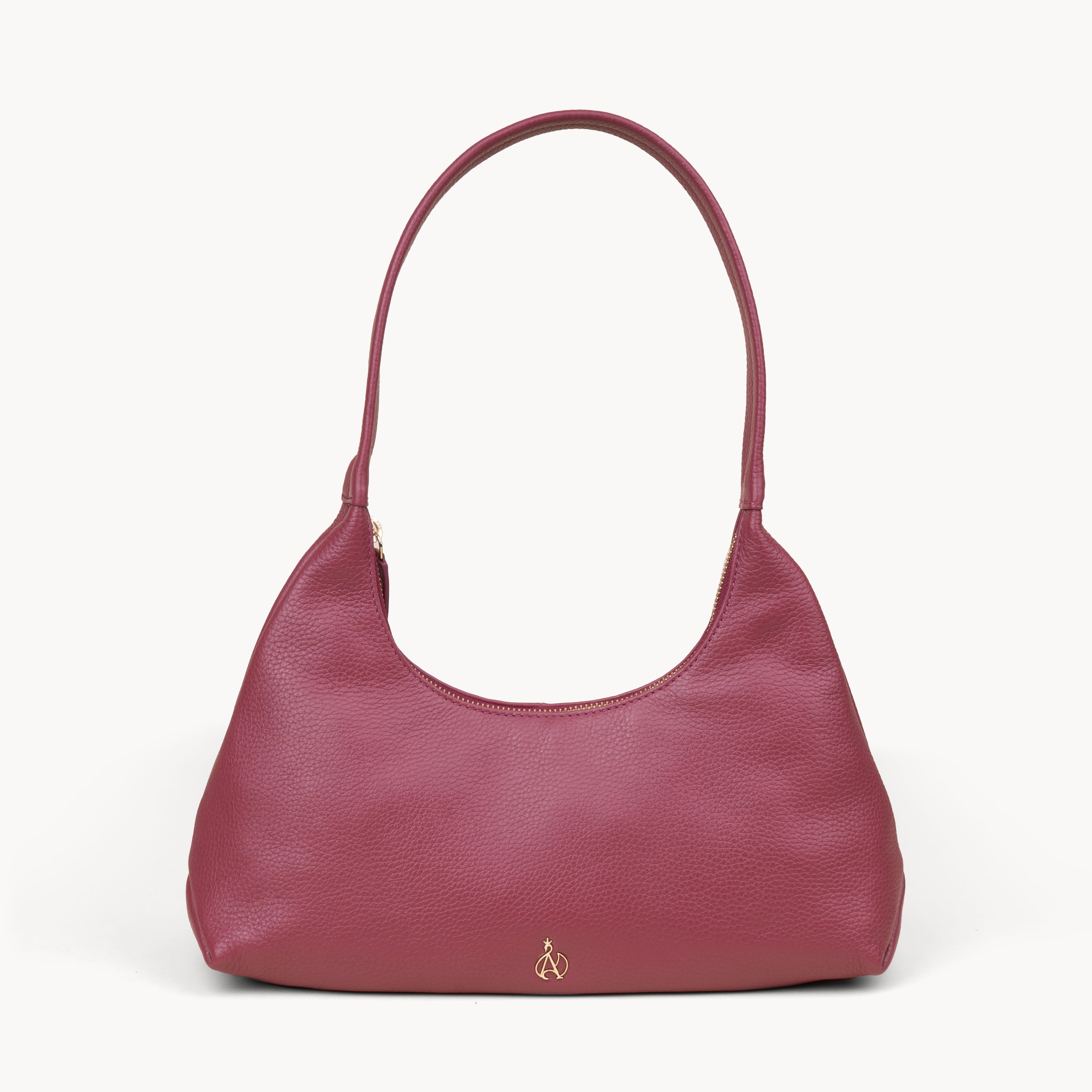 'LARA' Carmine Pink Pebble Grain Real Leather Slouchy Shoulder Bag for ...