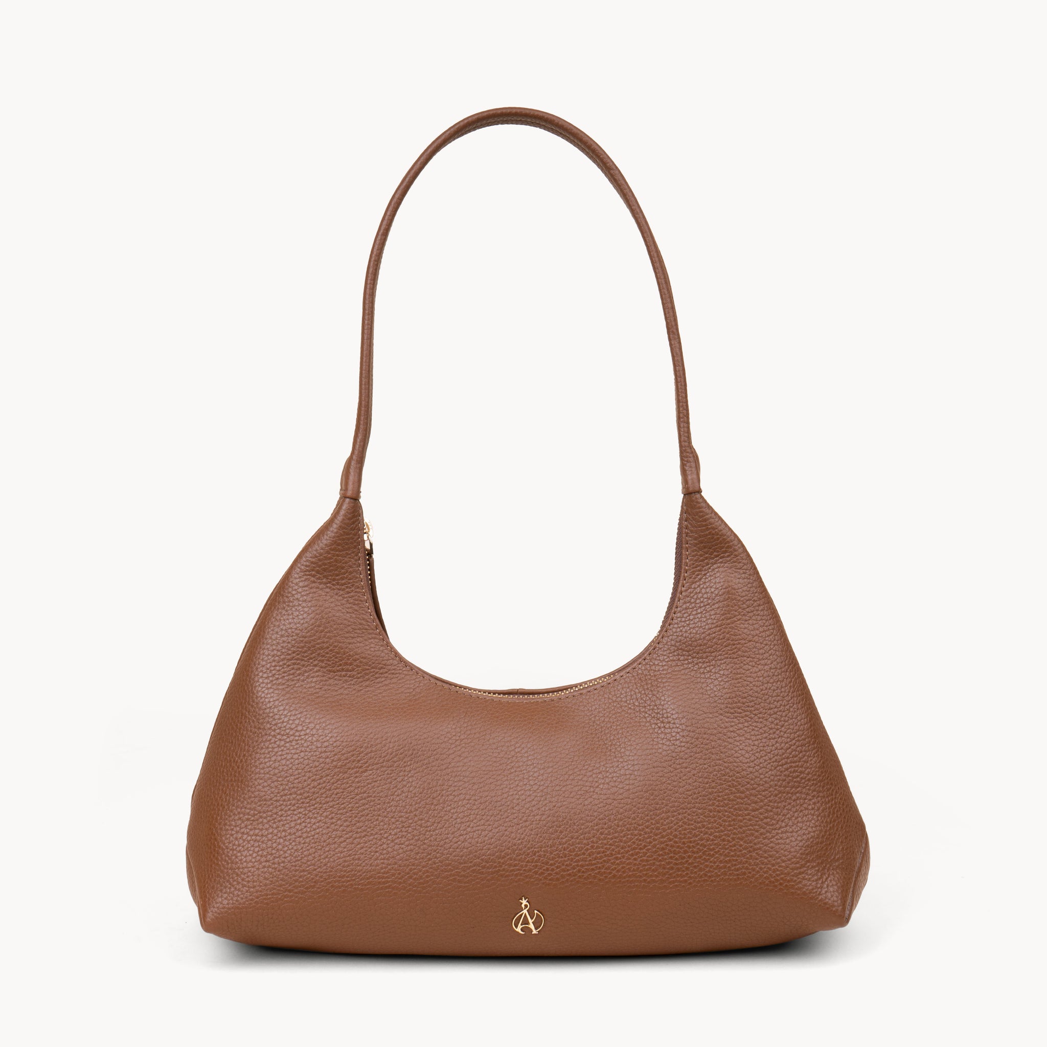 'LARA' Tan Pebble Grain Real Leather Slouchy Shoulder Bag for Women